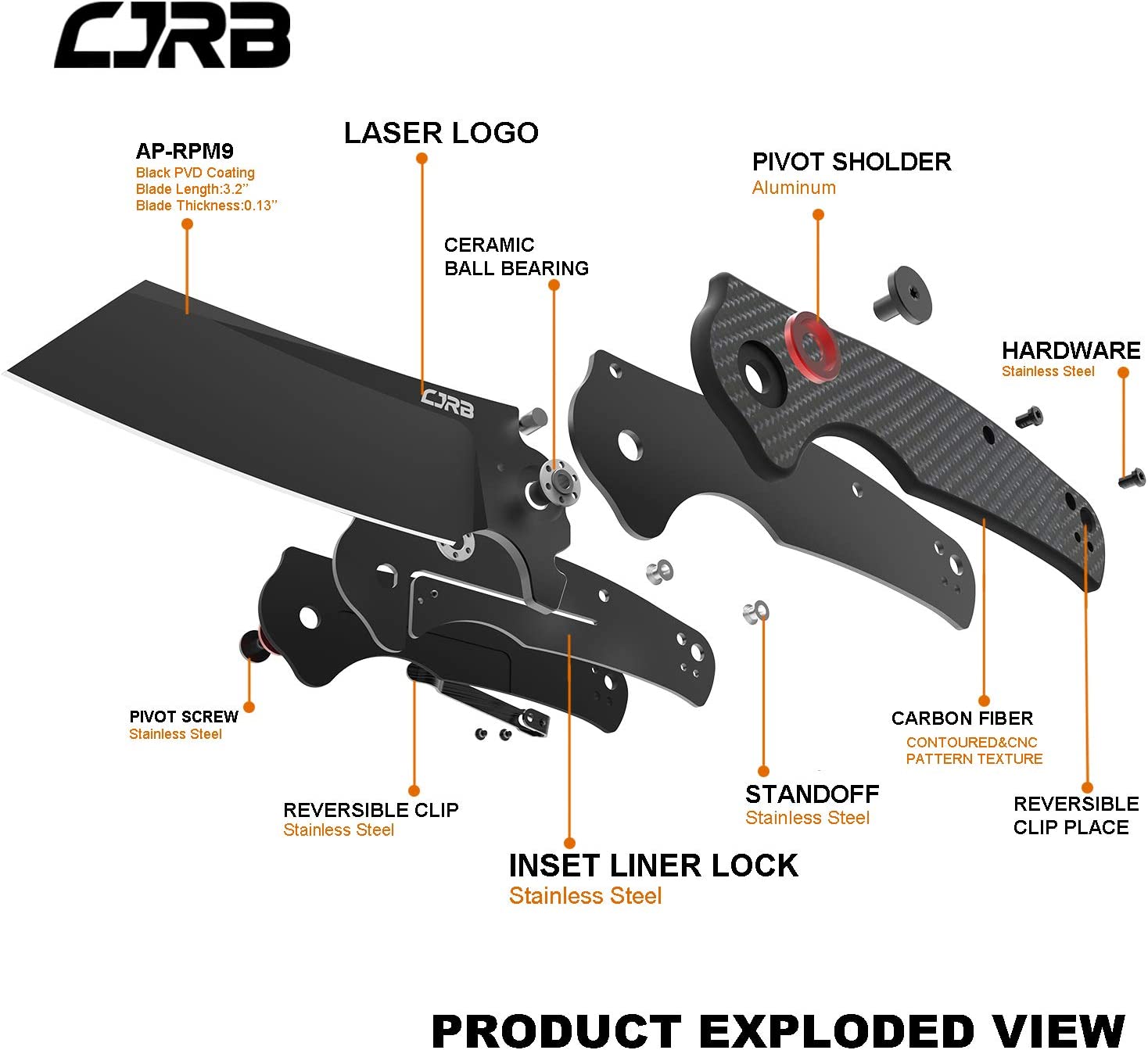 CJRB CUTLERY | Folding Knife J1904 | Handle Pocket Knife, EDC Knife