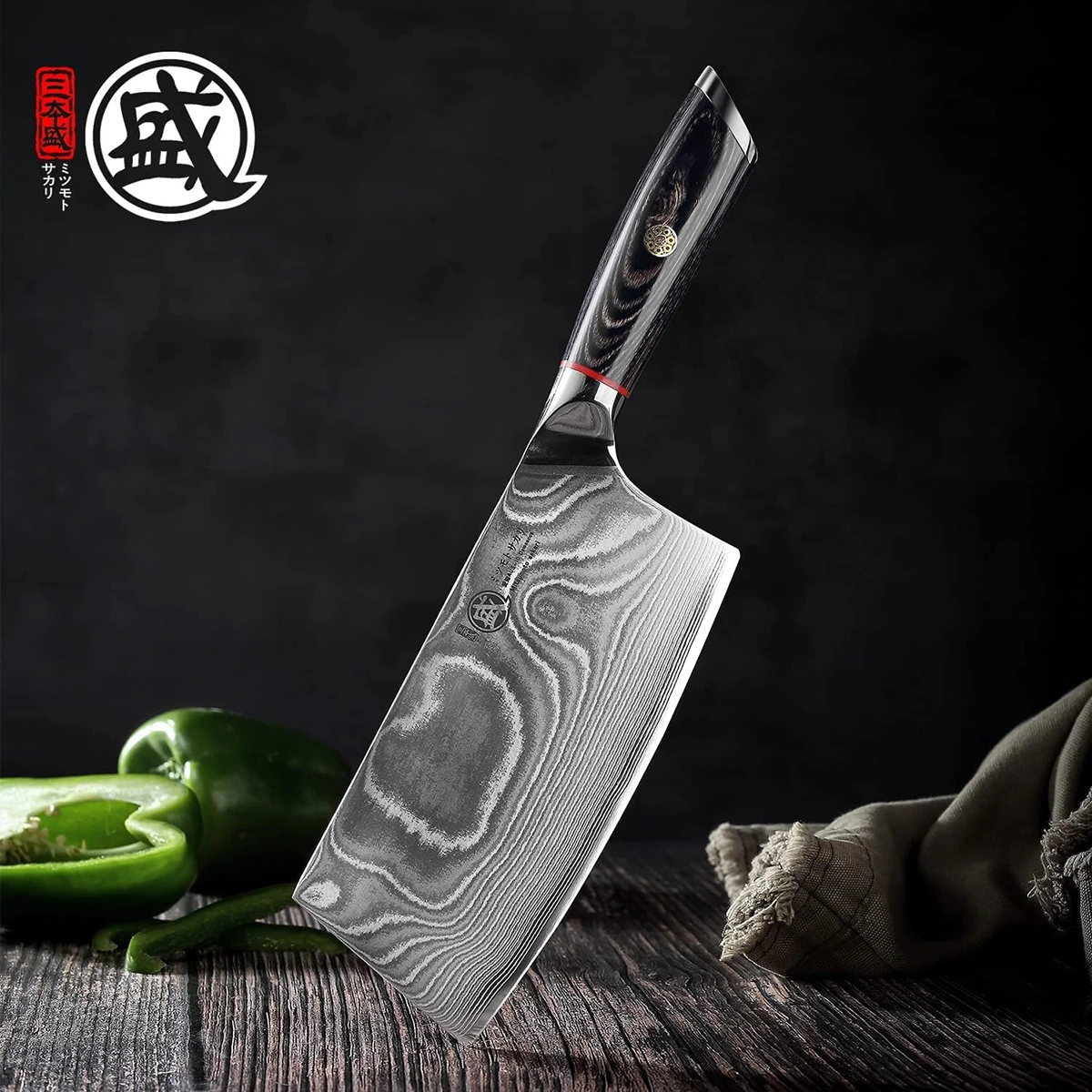 MITSUMOTO SAKARI | 7″ AUS-10 Damascus Japanese Cleaver Knife