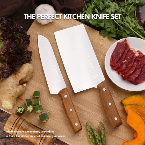 SHI BA ZI ZUO | 2 Pcs Knives Set for Kitchen, Chinese Kitchen Knife and ...